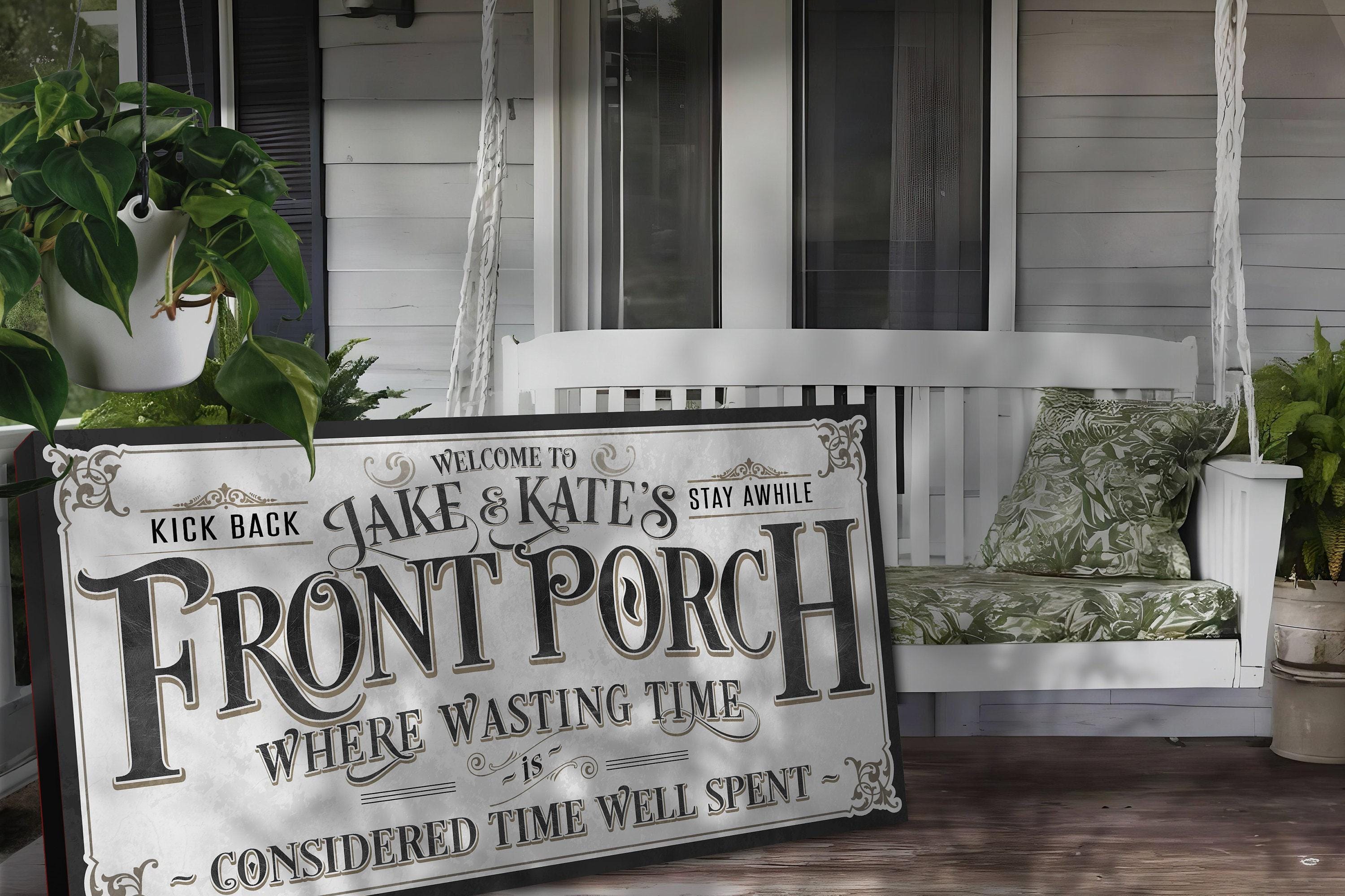 Personalized Front Porch Sign, Black & White Front Porch Sign, Vintage ...