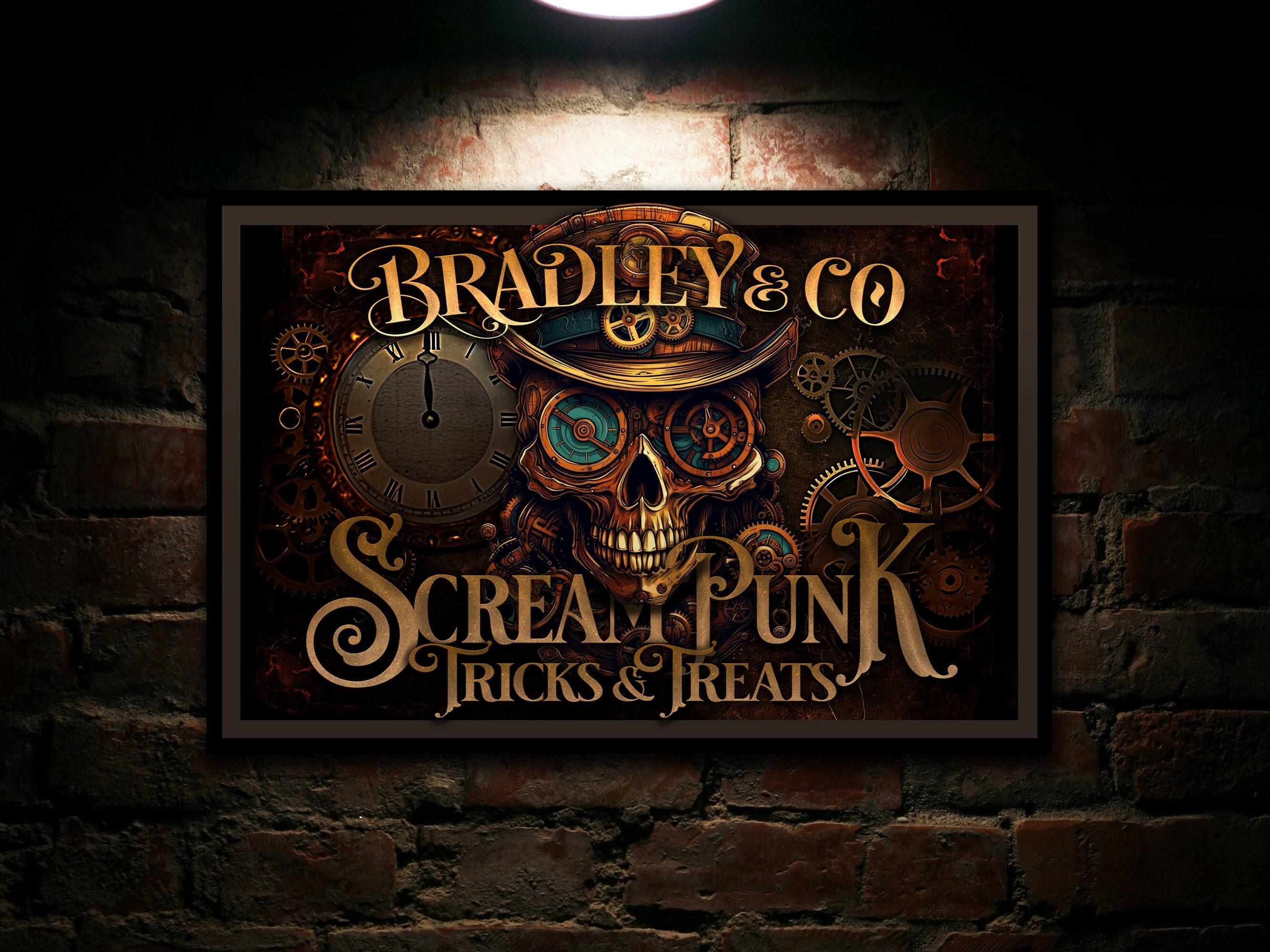 Steampunk Halloween Sign | Custom Steampunk Decor | Screampunk Trick o ...